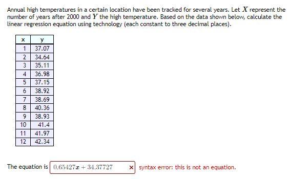 Solved Annual high temperatures in a certain location have | Chegg.com