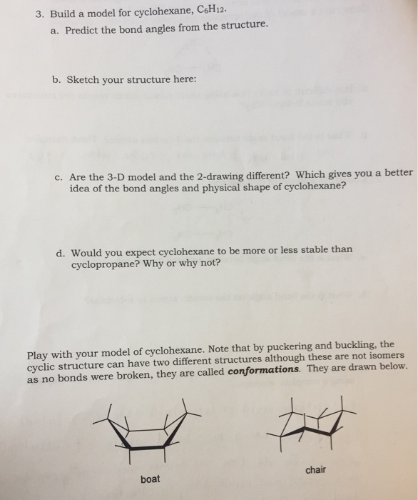 Solved 3. Build a model for cyclohexane, CoH12. a Predict | Chegg.com