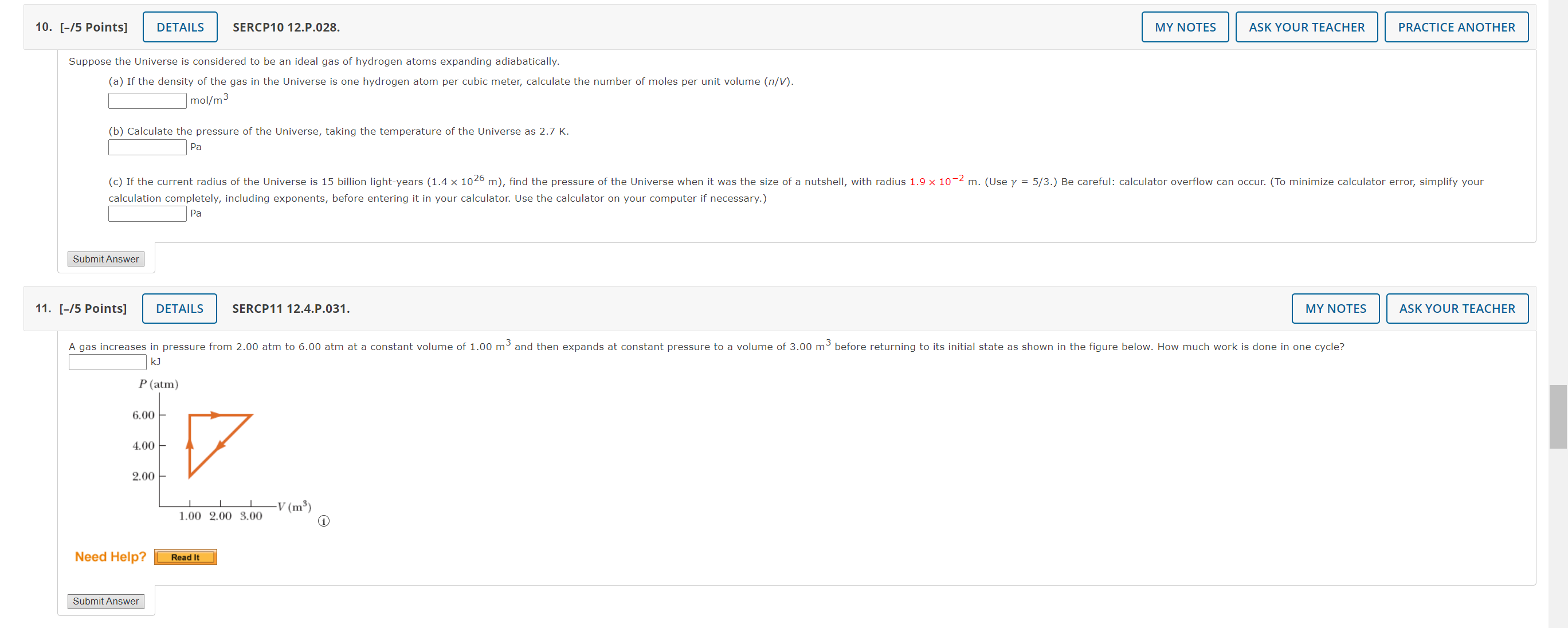 Solved Suppose the Universe is considered to be an ideal gas | Chegg.com