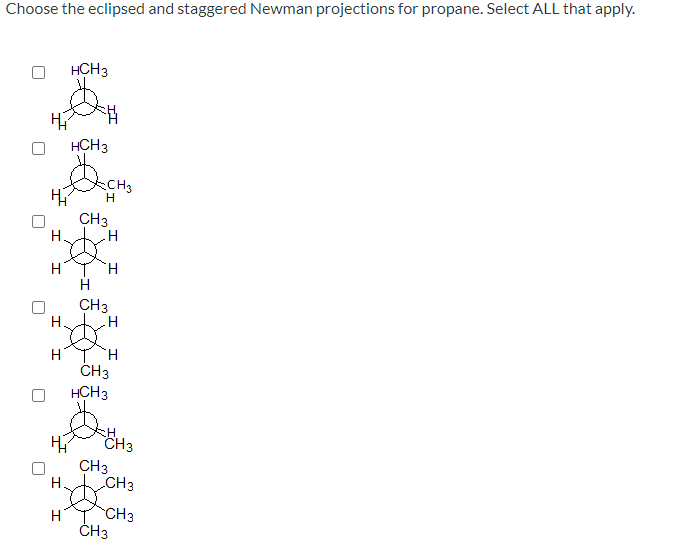 Solved Choose the eclipsed and staggered Newman projections | Chegg.com