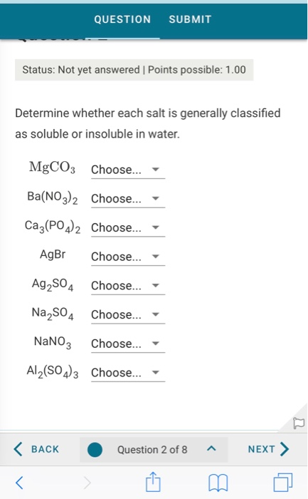 Solved QUESTION SUBMIT Status: Not yet answered Points | Chegg.com