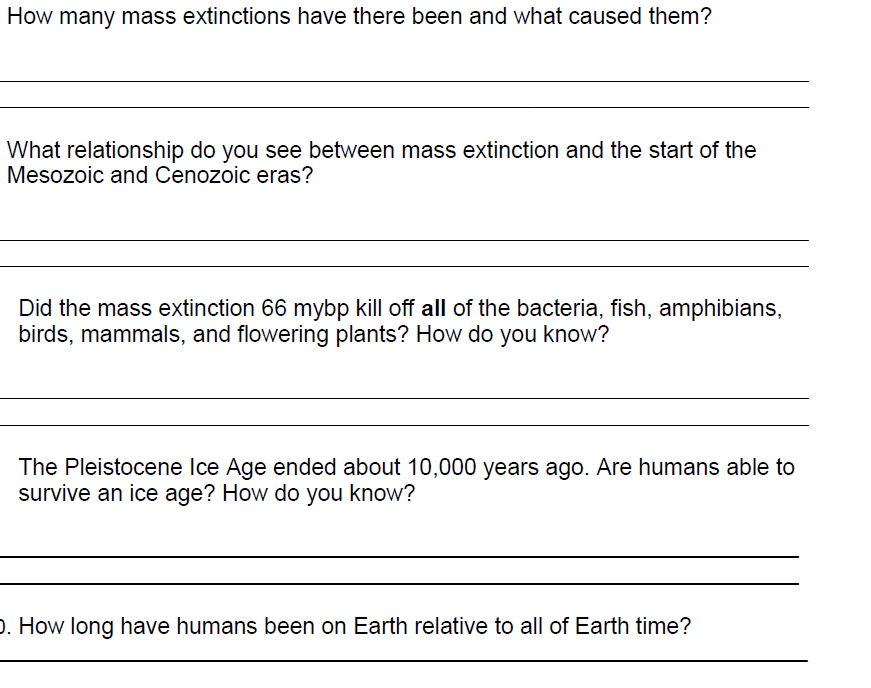 Solved How many mass extinctions have there been and what | Chegg.com