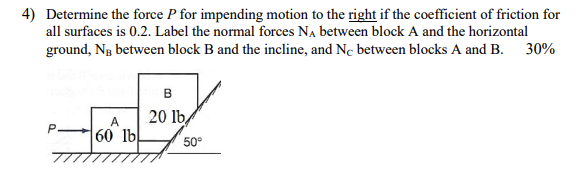 Solved 4) Determine the force P for impending motion to the | Chegg.com