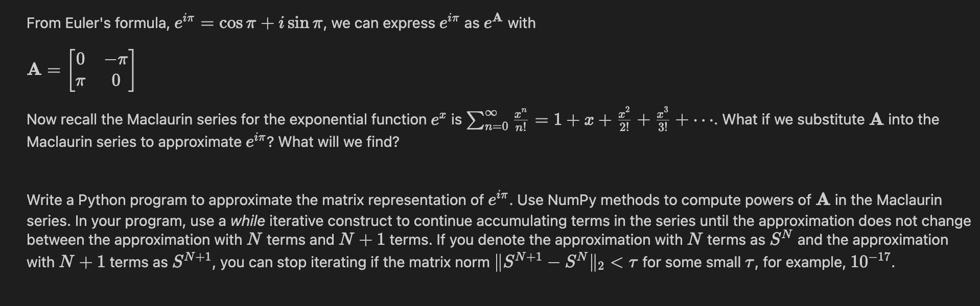 Solved Is it possible to compute eA for some matrix A∈R2×2 ? | Chegg.com