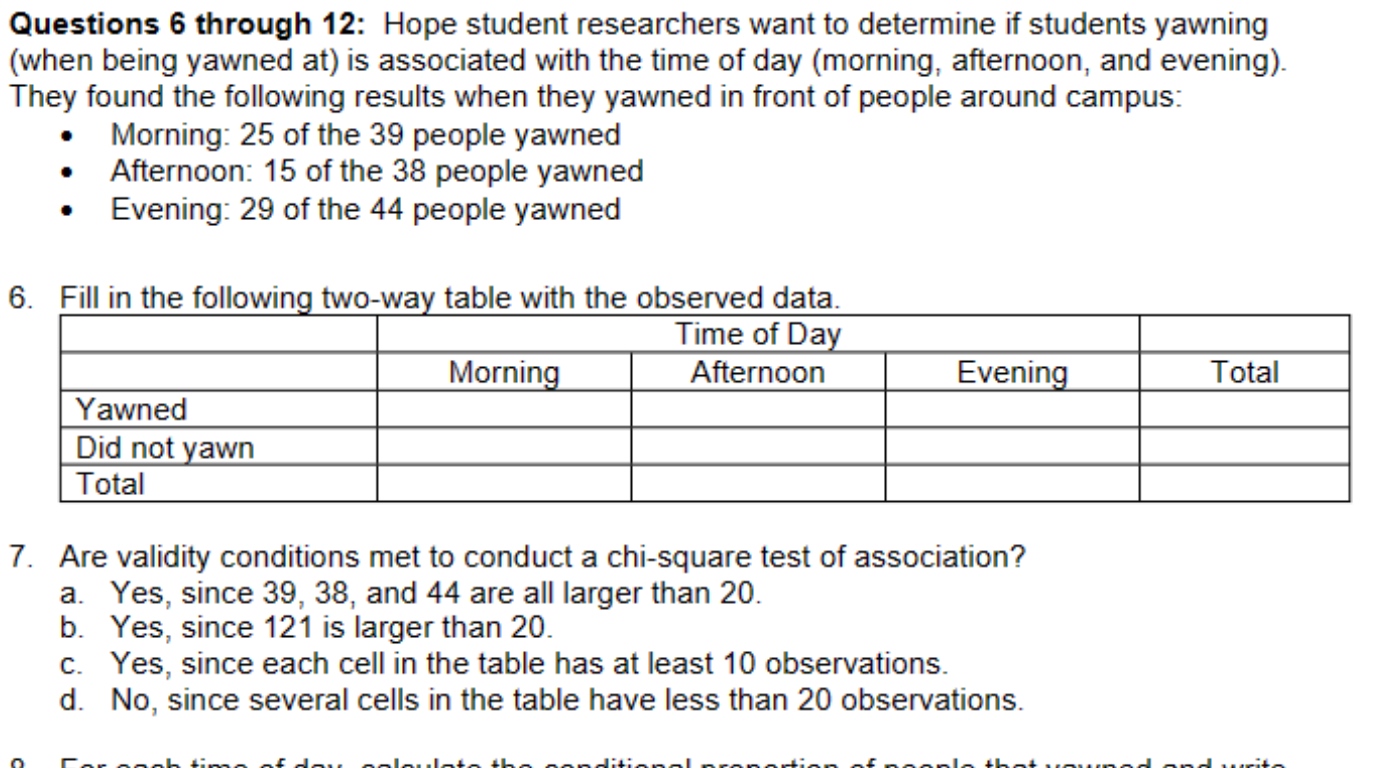 Solved Questions 6 through 12: Hope student researchers want | Chegg.com