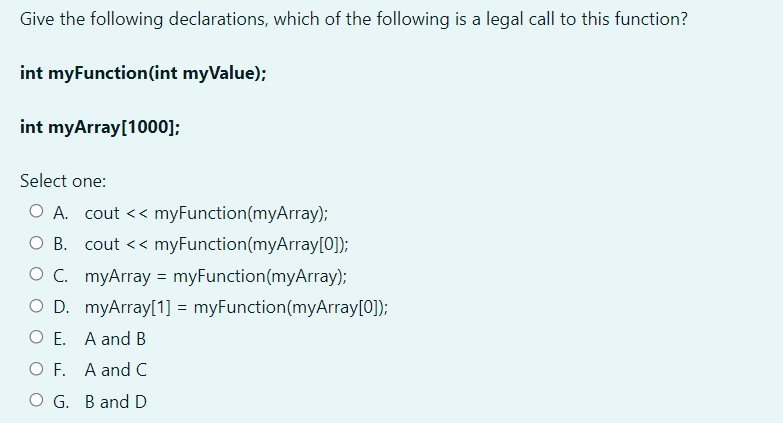 Solved Give the following declarations, which of the | Chegg.com