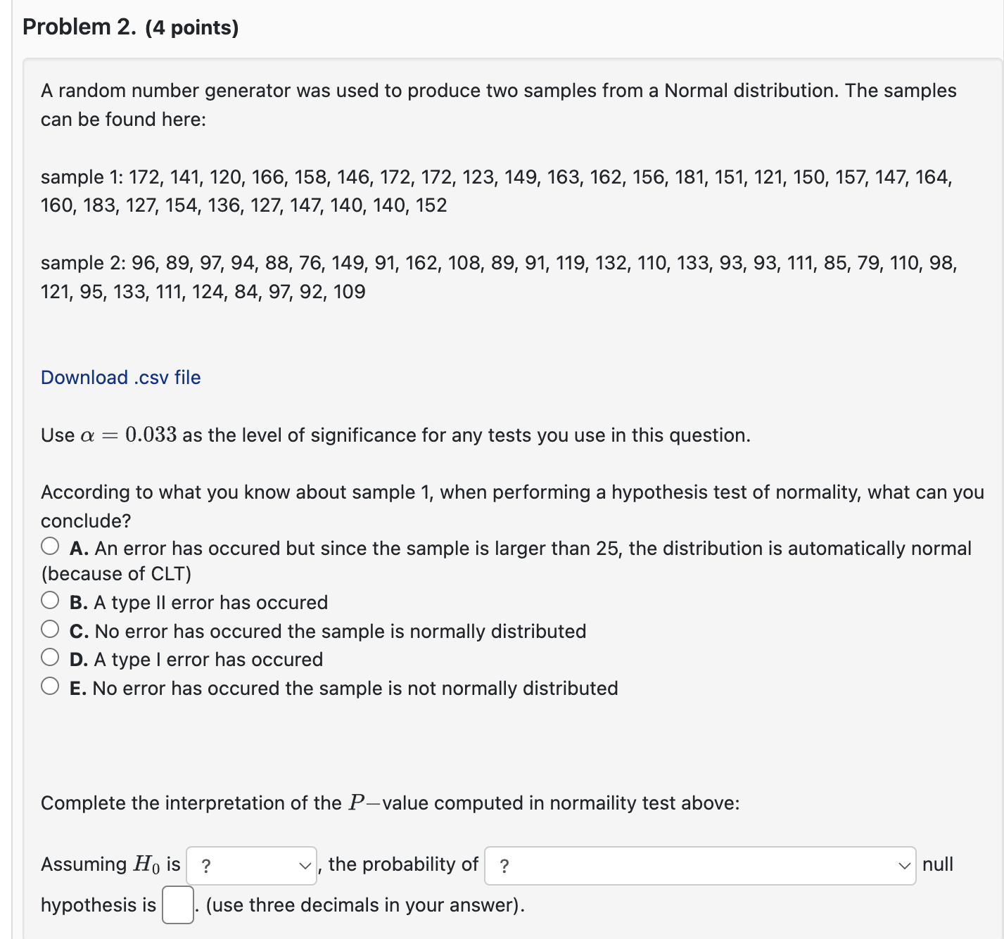 Solved A random number generator was used to produce two | Chegg.com