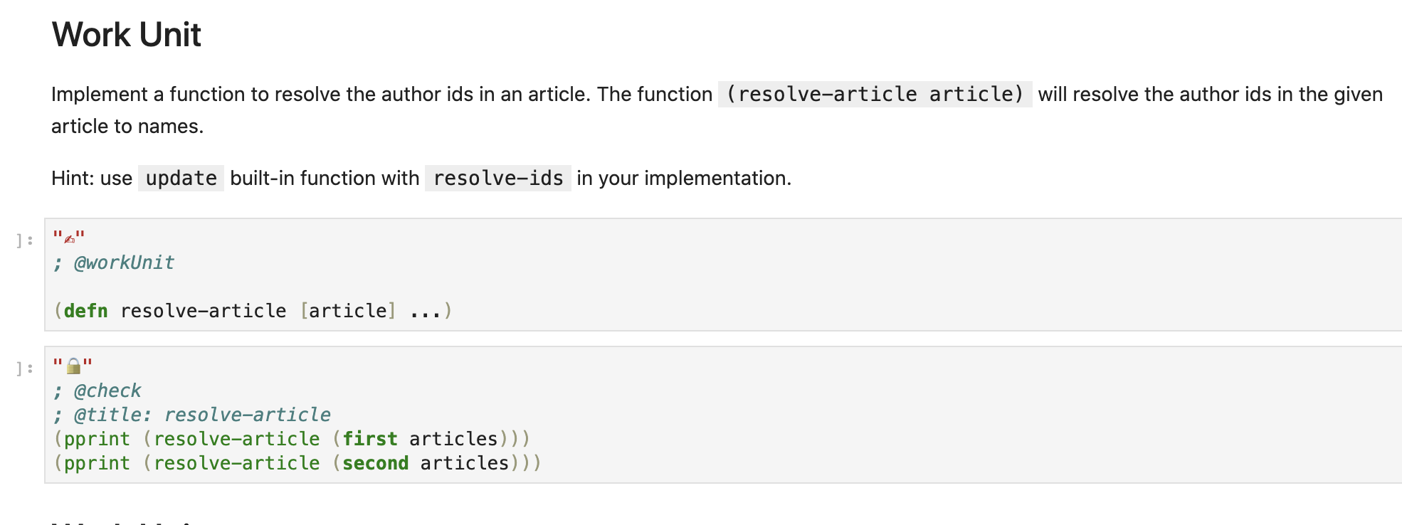 Solved Work Unit Implement a function to resolve the author | Chegg.com
