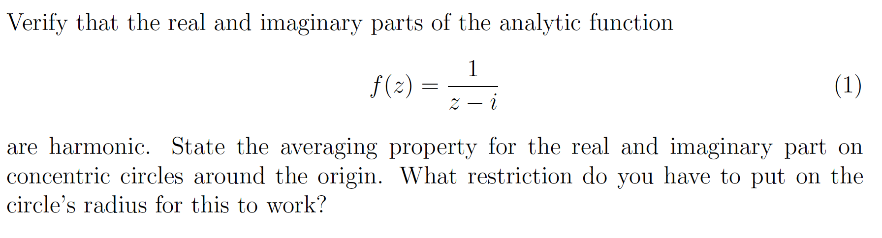 Solved Verify that the real and imaginary parts of the | Chegg.com