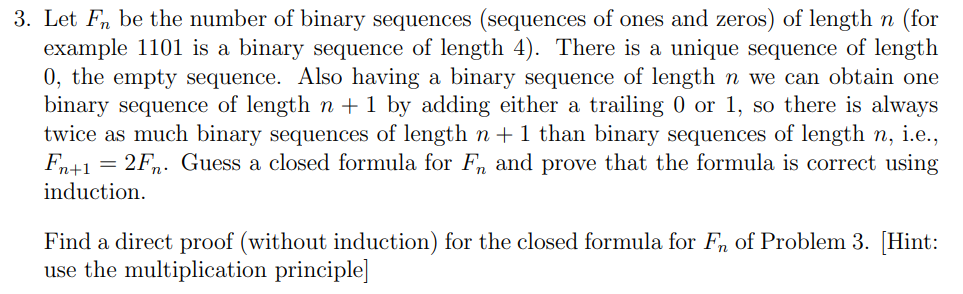 Solved 3 Let Fn Be The Number Of Binary Sequences 8311