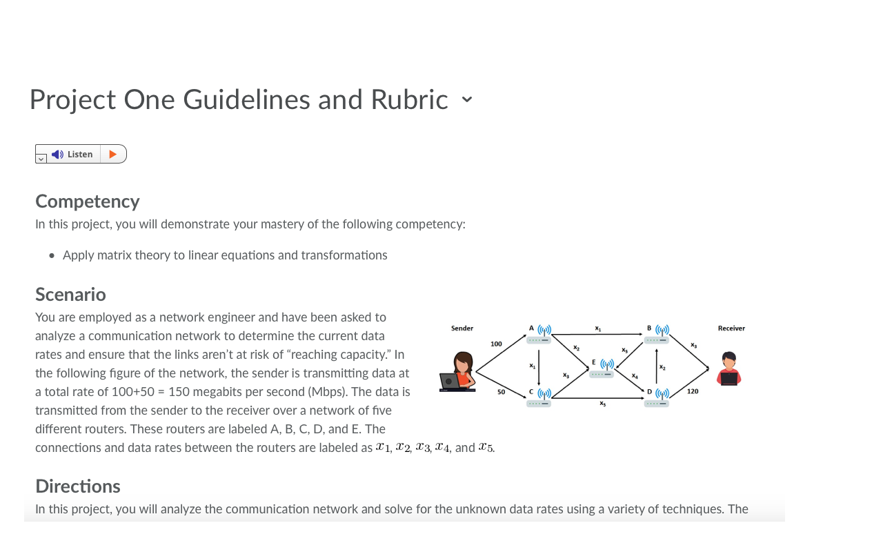 Project One Guidelines and Rubric Listen Competency | Chegg.com