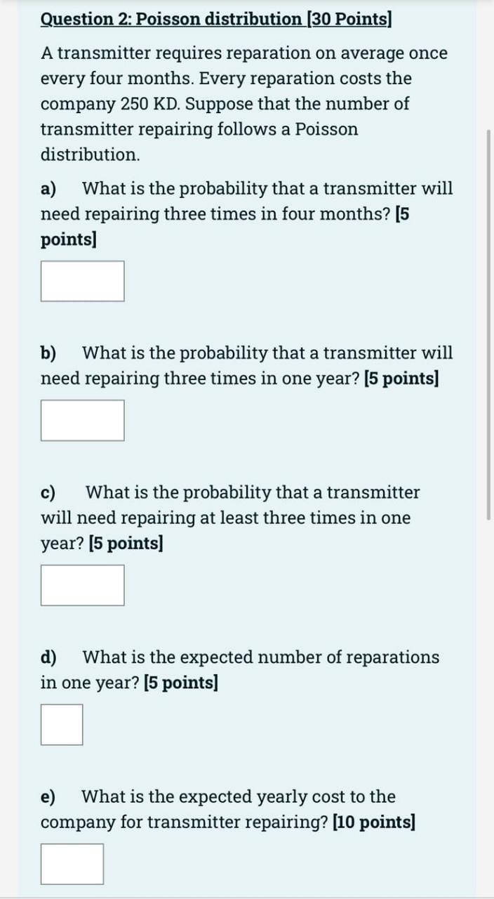 Solved Question 2: Poisson distribution (30 Points] A | Chegg.com