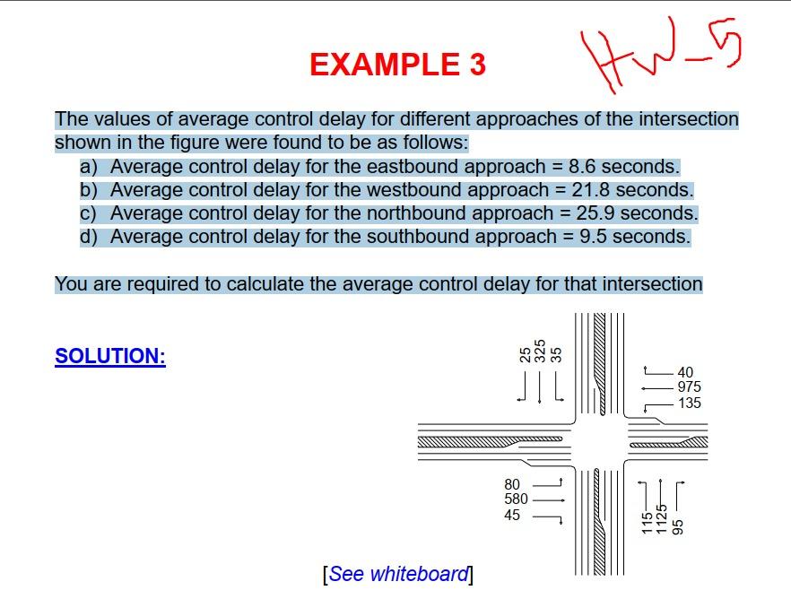 Solved EXAMPLE 3 The values of average control delay for | Chegg.com
