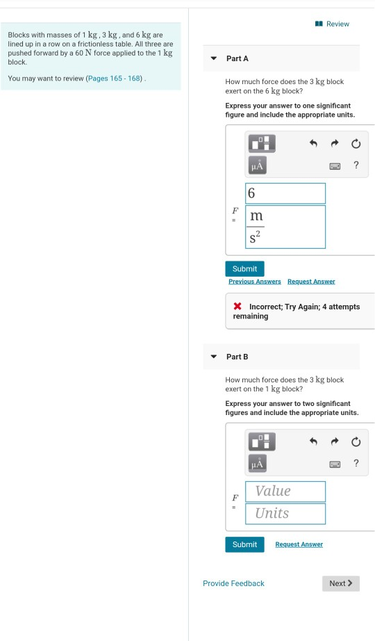 Solved Review Blocks with masses of 1 kg, 3 kg, and 6 kg are | Chegg.com