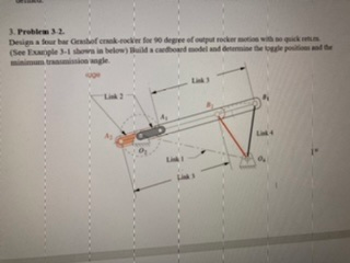 Solved 3. Problem 3-2. Design a four bar Grashof | Chegg.com