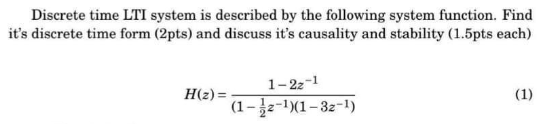 Solved Discrete time LTI system is described by the | Chegg.com