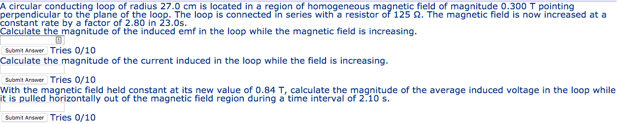 Solved A circular conducting loop of radius 27.0 cm is | Chegg.com