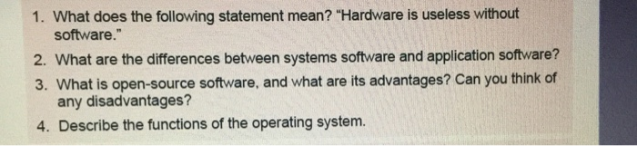 1. Decisions about hardware focus on what three | Chegg.com