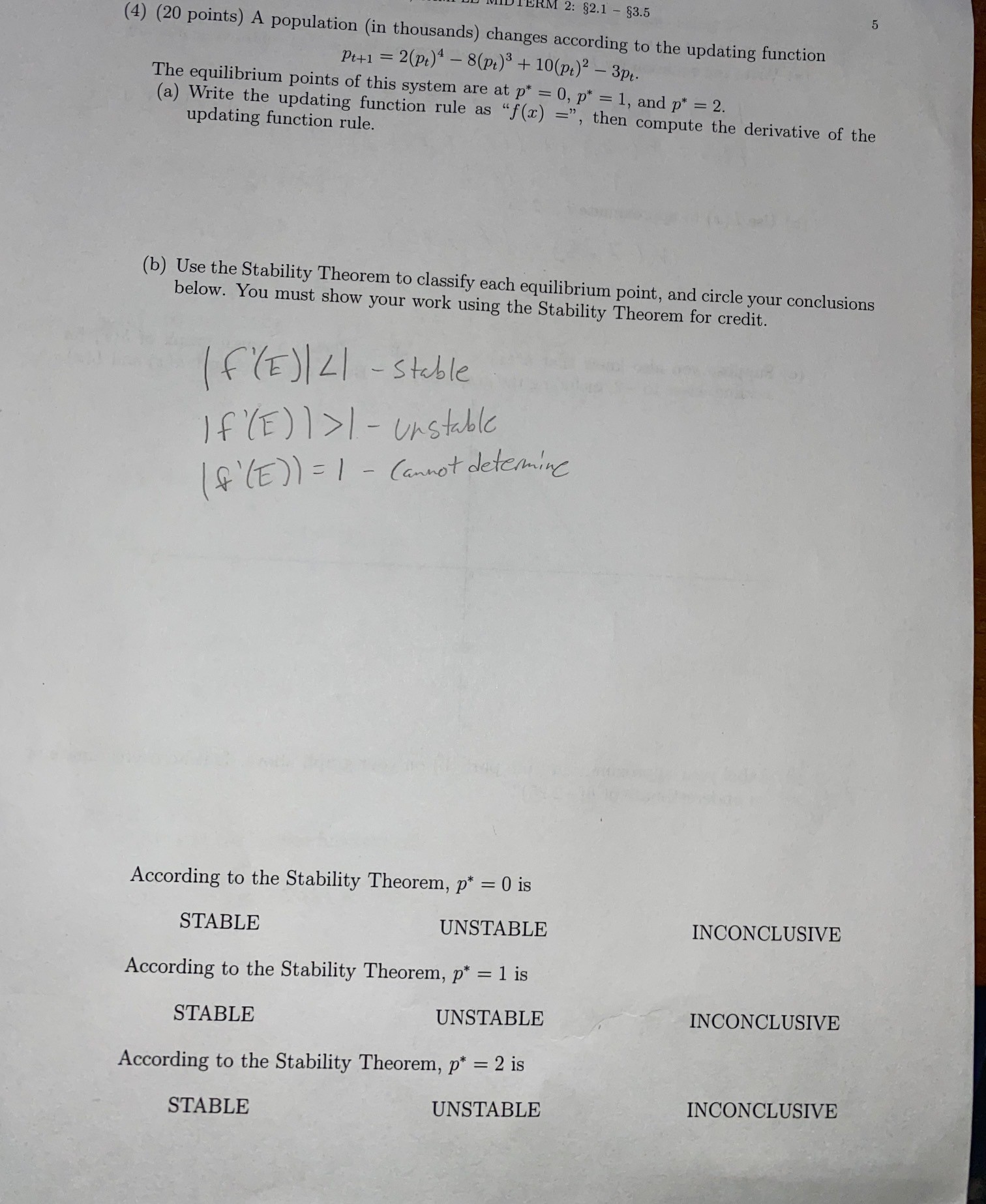 Solved SEE ATTACHED(4) (20 ﻿points) ﻿A population (in | Chegg.com