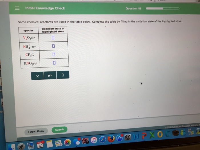 Solved Initial Knowledge Check Question 15 Some chemical | Chegg.com
