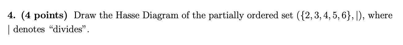 Solved 4. (4 points) Draw the Hasse Diagram of the partially | Chegg.com
