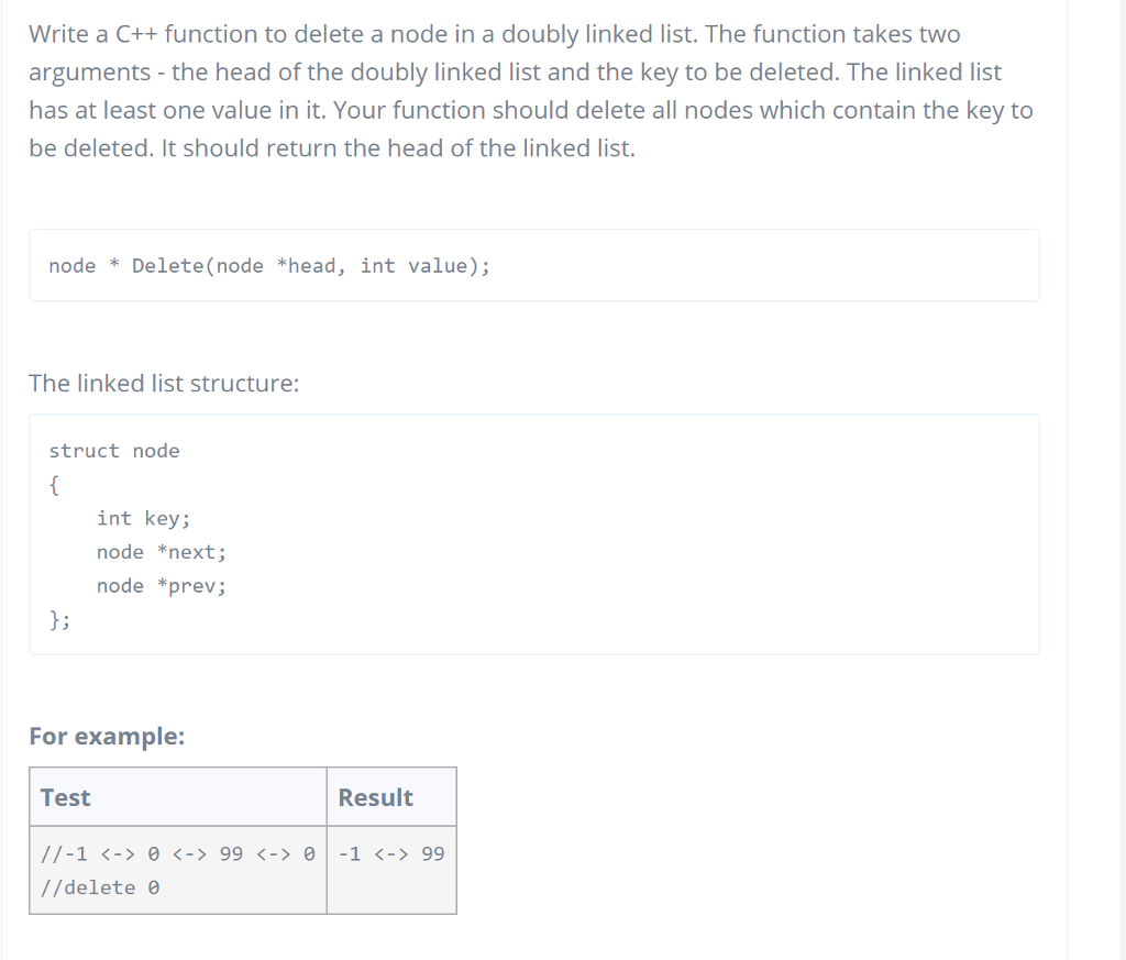 Solved Write A C Function To Delete A Node In A Doubly