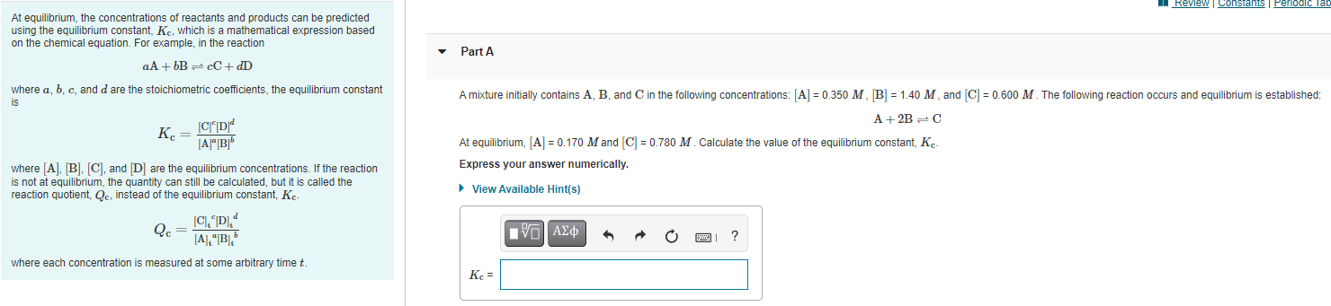 Solved Review | Constants Periodic Tab At equilibrium, the | Chegg.com