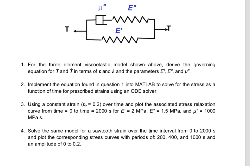 E E 1 For The Three Element Viscoelastic Model