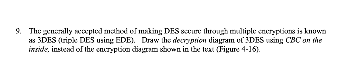 Solved 9. The generally accepted method of making DES secure | Chegg.com