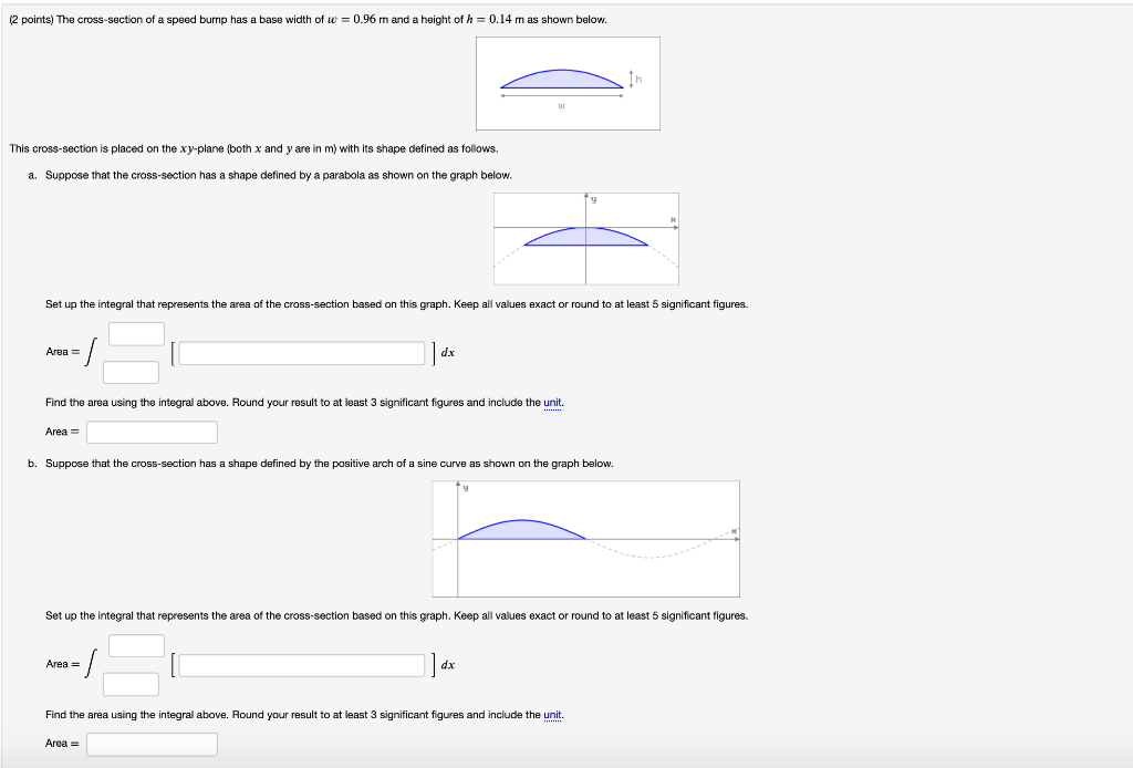 Solved (2 points) The cross-section of a speed bump has a | Chegg.com