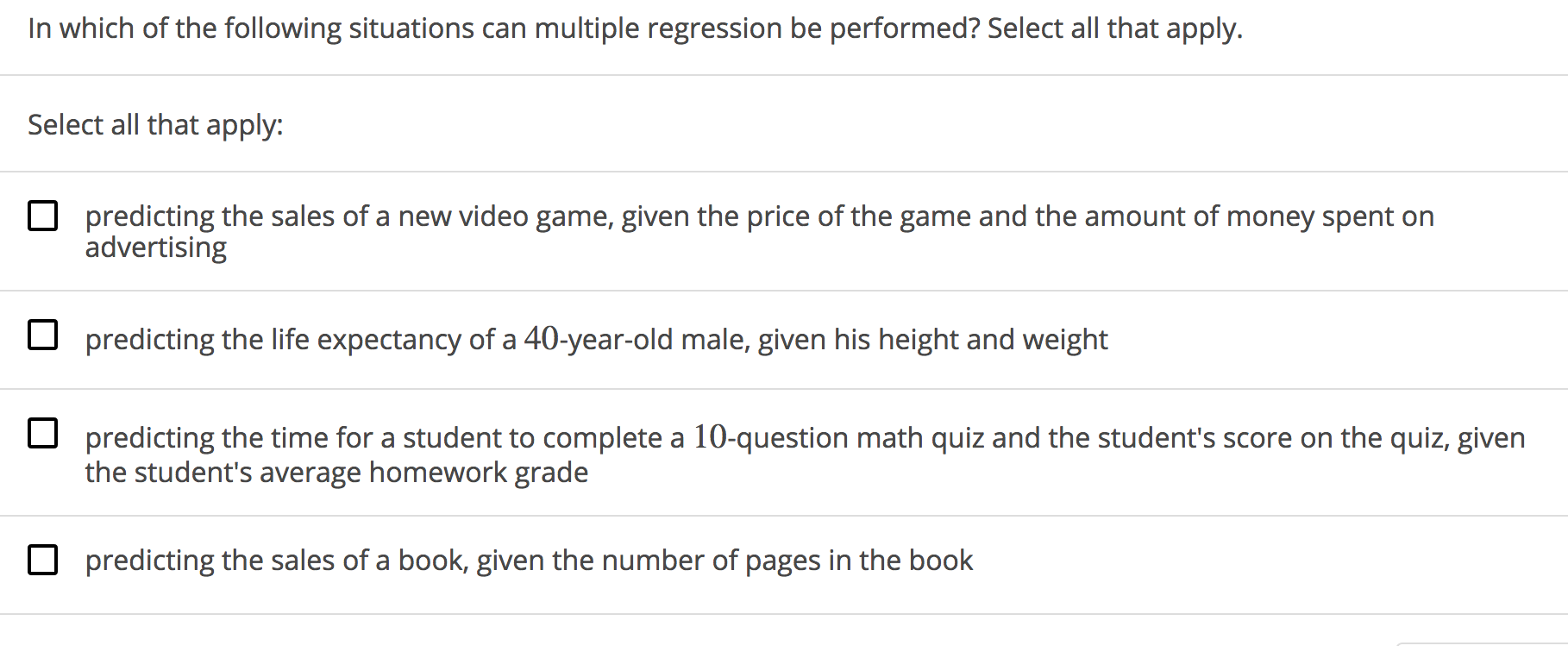 Solved In which of the following situations can multiple | Chegg.com