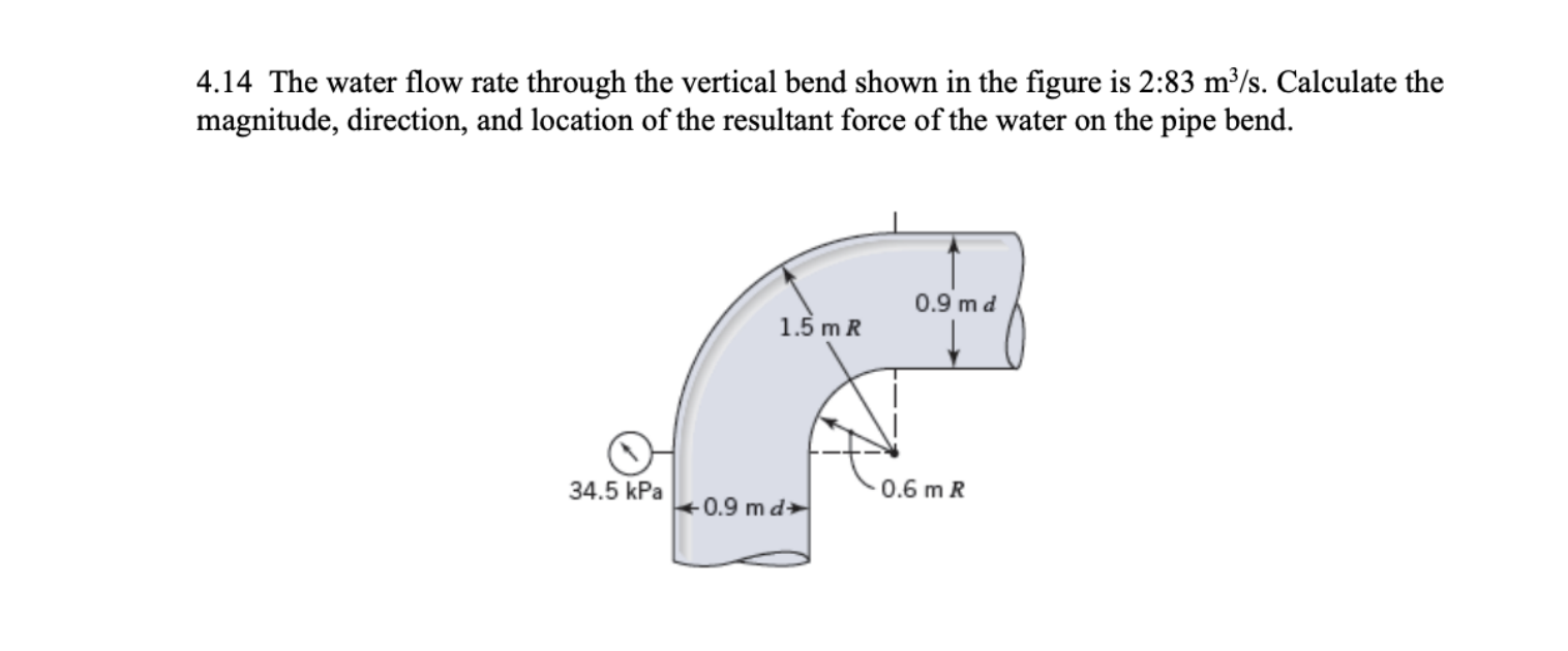 Solved 4.14 The water flow rate through the vertical bend | Chegg.com
