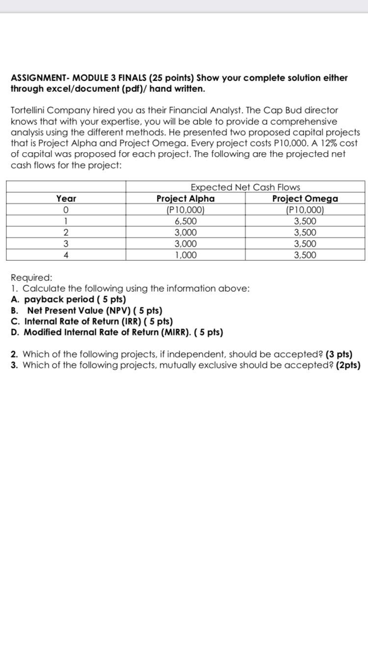 Solved ASSIGNMENT- MODULE 3 FINALS (25 points) Show your | Chegg.com