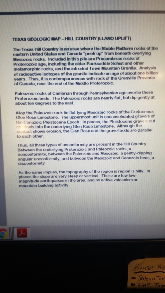 Solved TEXAS GEOLOGIC MAP-HILL COUNTRY (LLANO UPLIFT) What | Chegg.com