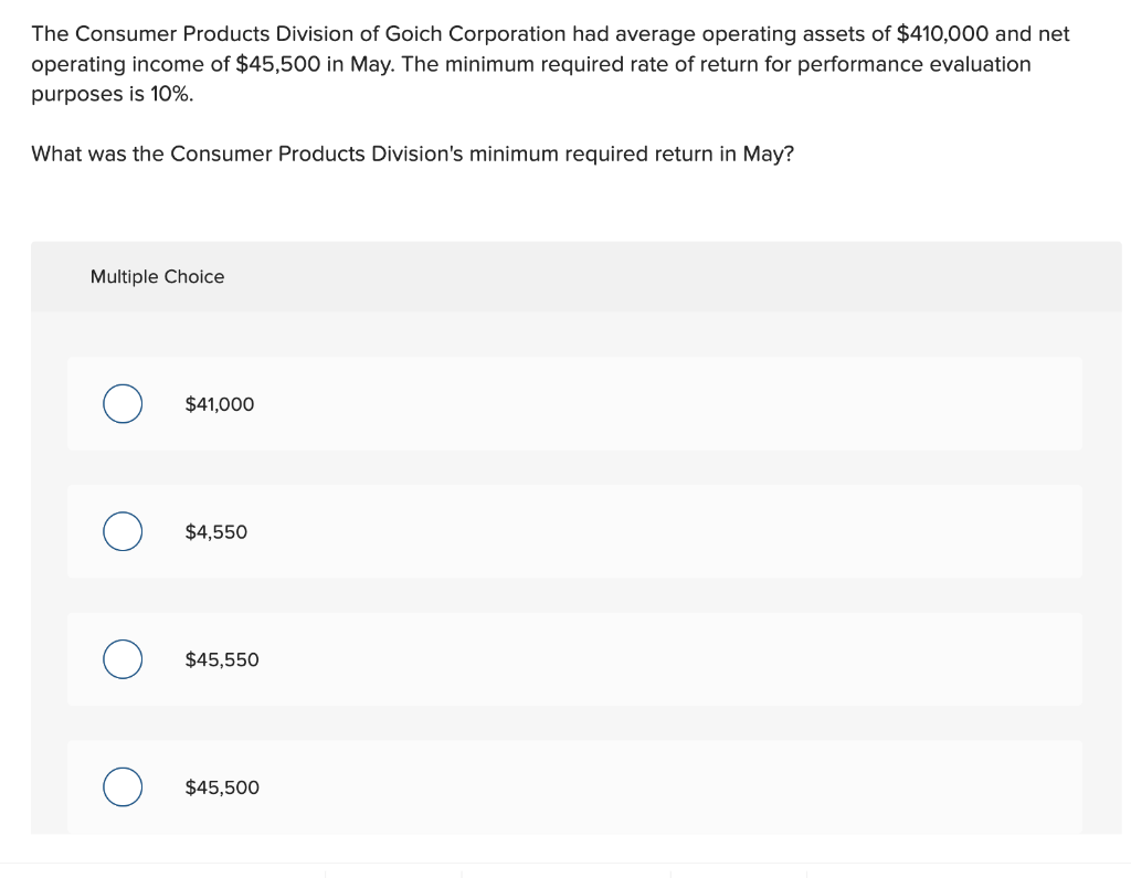 Solved The Consumer Products Division of Goich Corporation | Chegg.com