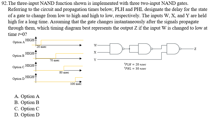 Solved 92 The Three Input Nand Function Shown Is
