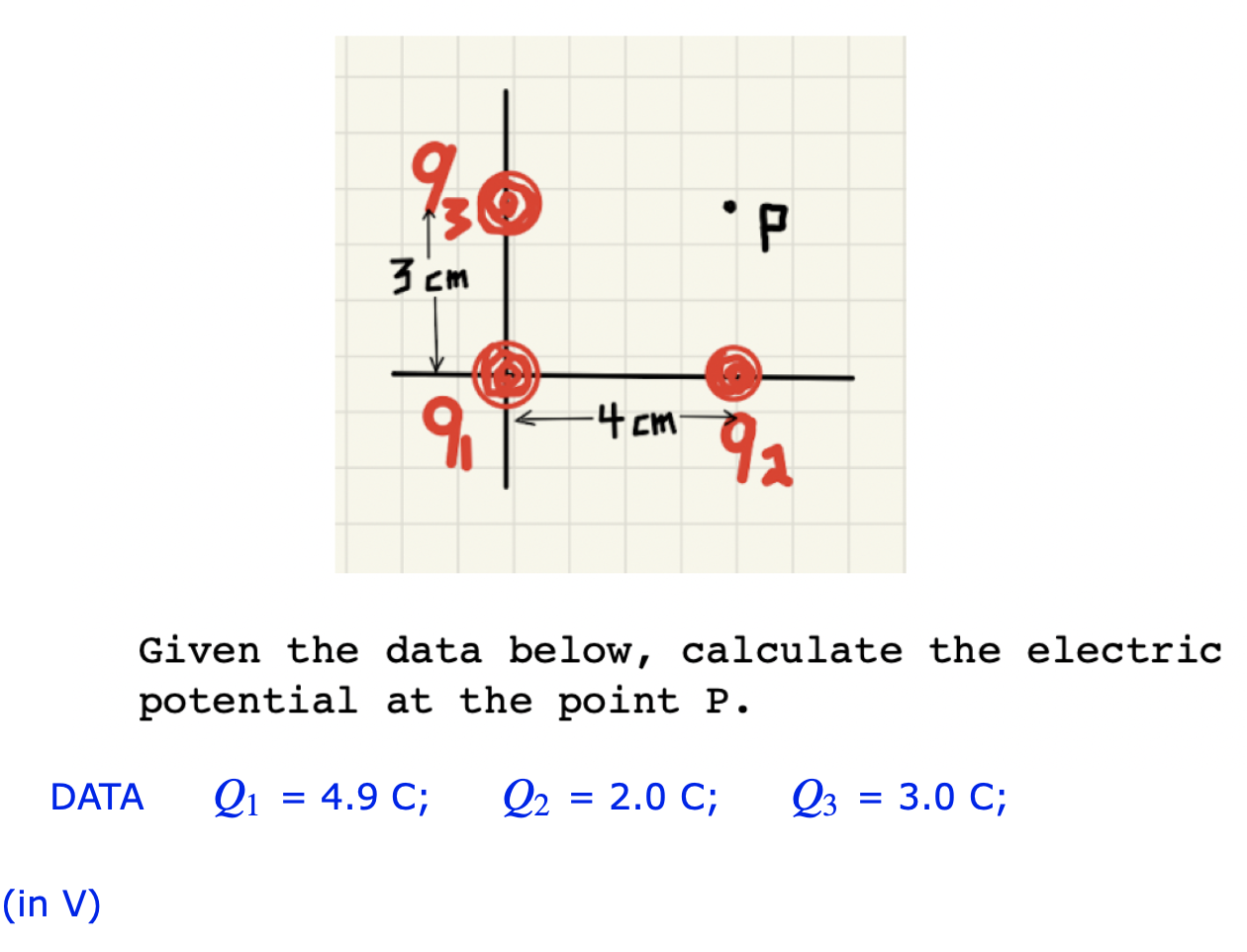 Solved Given the data below, calculate the electric | Chegg.com