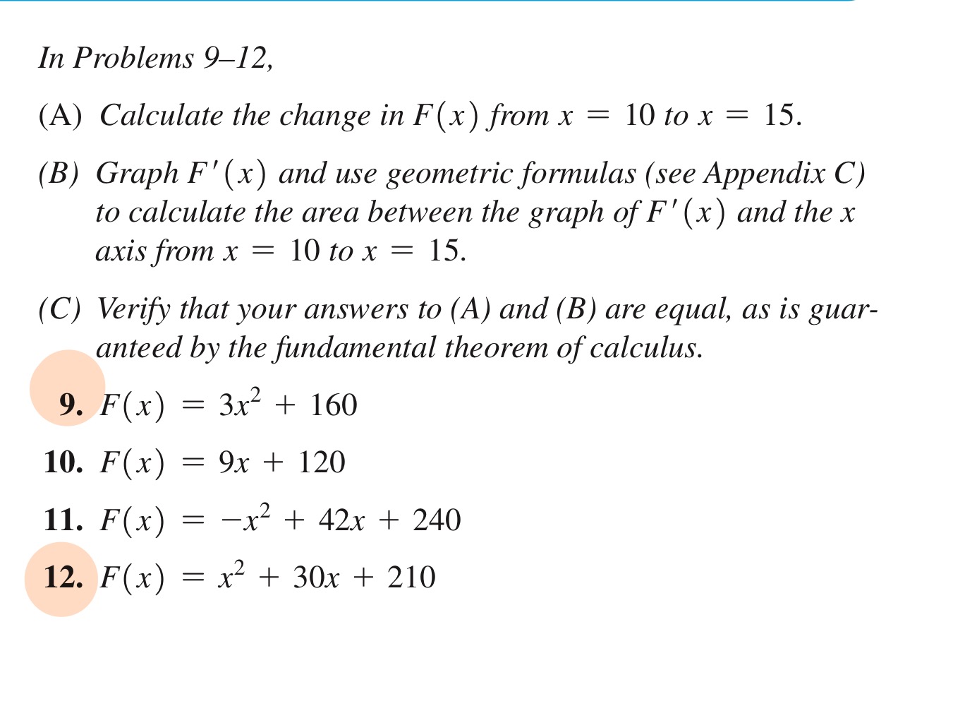 Solved In Problems 9-12, (A) Calculate the change in F(x) | Chegg.com