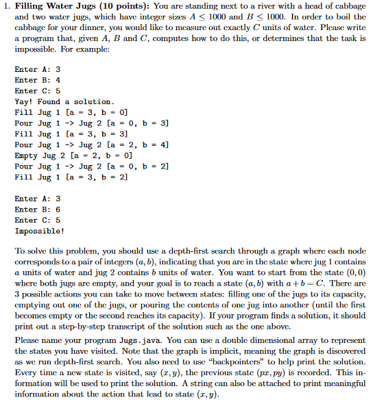 1. Filling Water Jugs (10 points): You are standing | Chegg.com