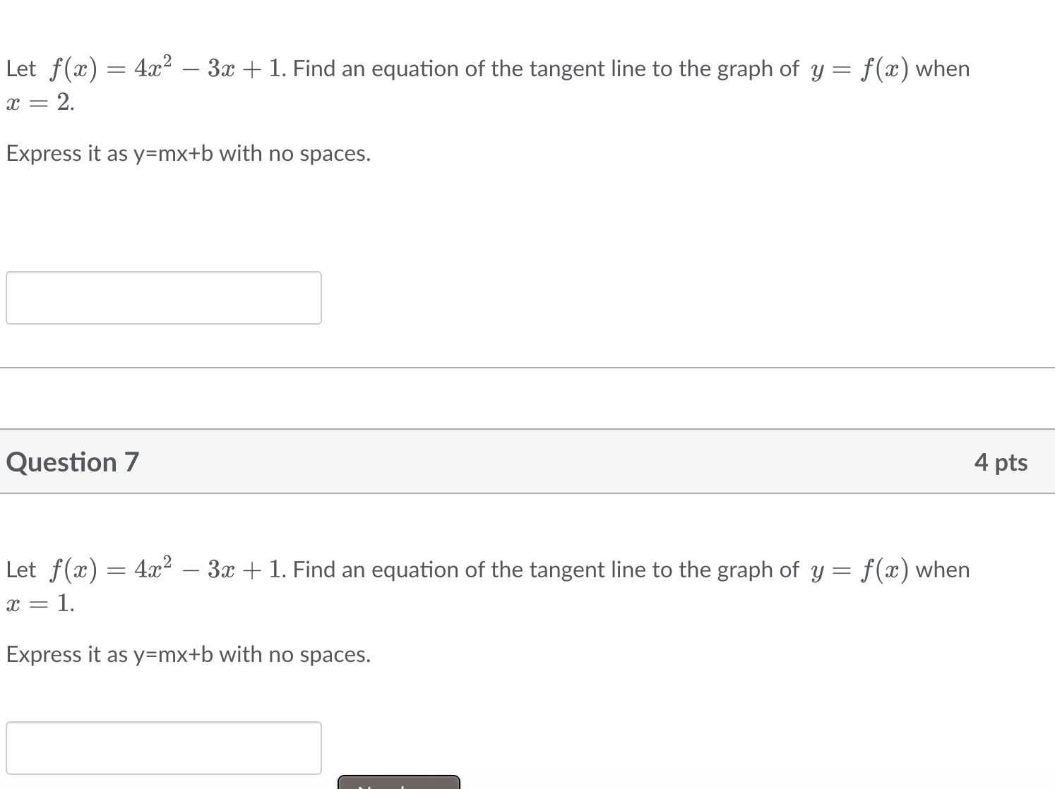 Solved Let f(x)=4x2−3x+1. Find an equation of the tangent | Chegg.com