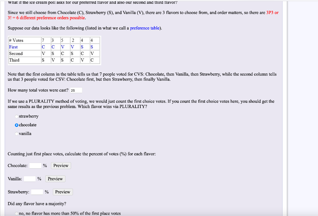 Solved What if the ice cream poll asks for our preferred | Chegg.com