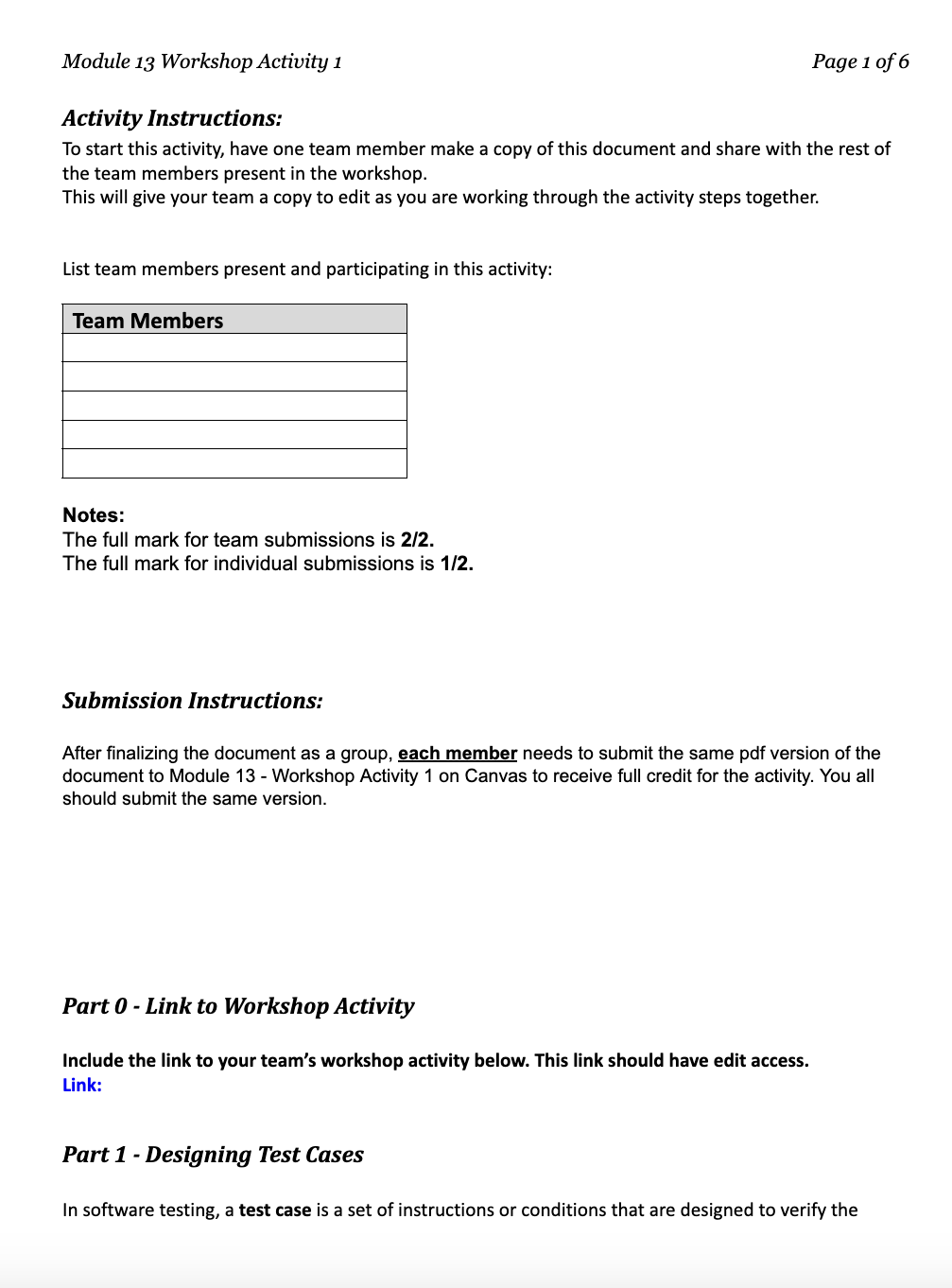 Solved Module 13 Workshop Activity 1 Page 1 of 6 Activity | Chegg.com