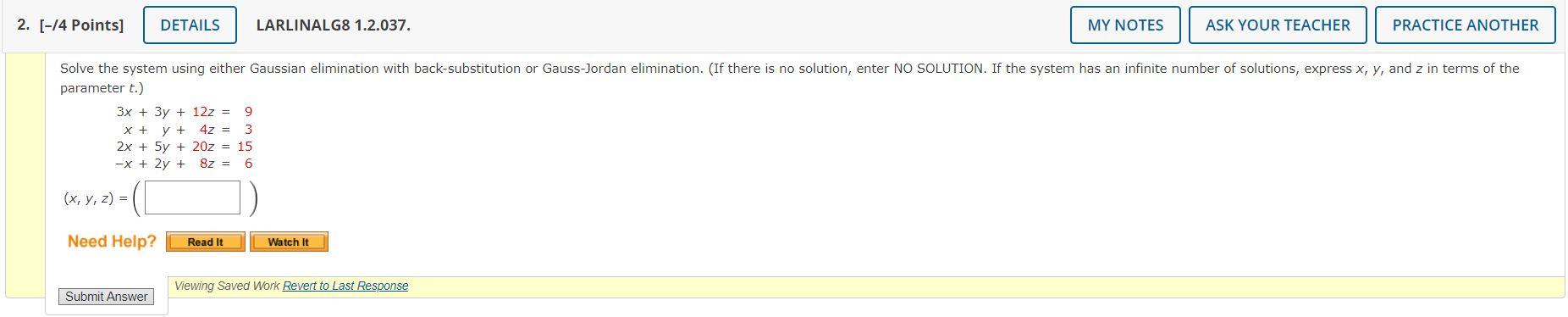Solved 2. [-14 Points] DETAILS LARLINALG8 1.2.037. MY NOTES | Chegg.com