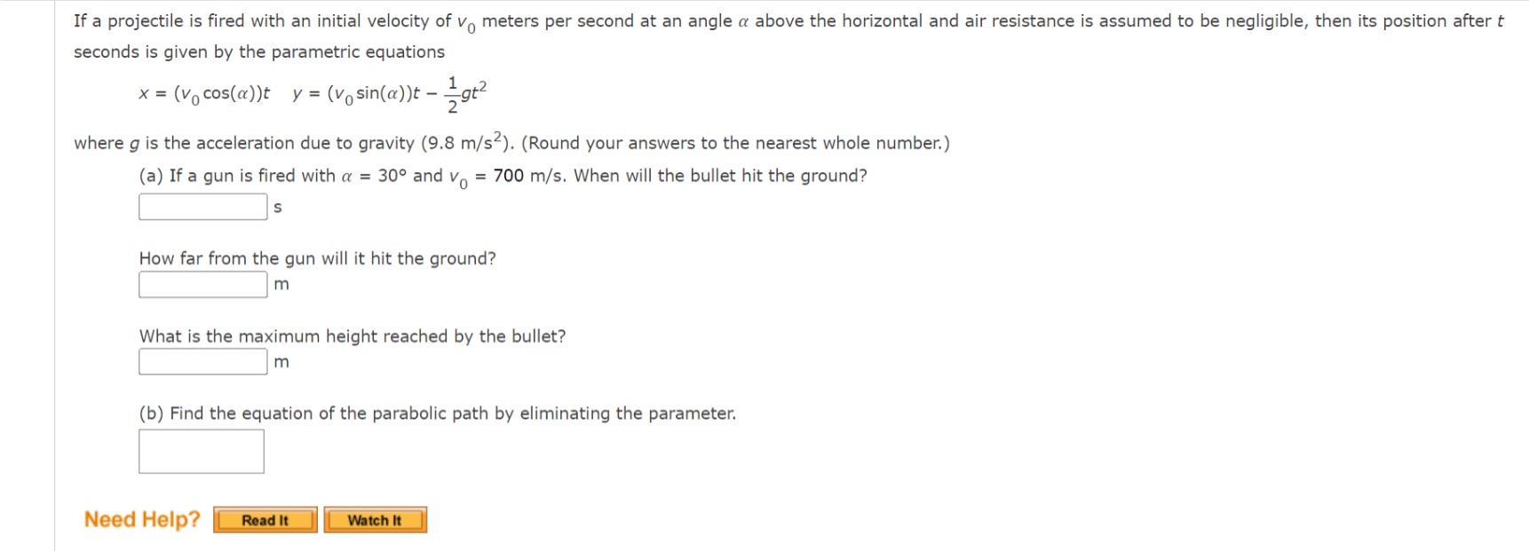 Solved If a projectile is fired with an initial velocity of | Chegg.com