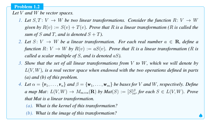 Solved et V and W be vector spaces. 1. Let S,T:V→W be two | Chegg.com