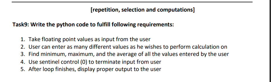 Solved [repetition, selection and computations] Task9: Write | Chegg.com