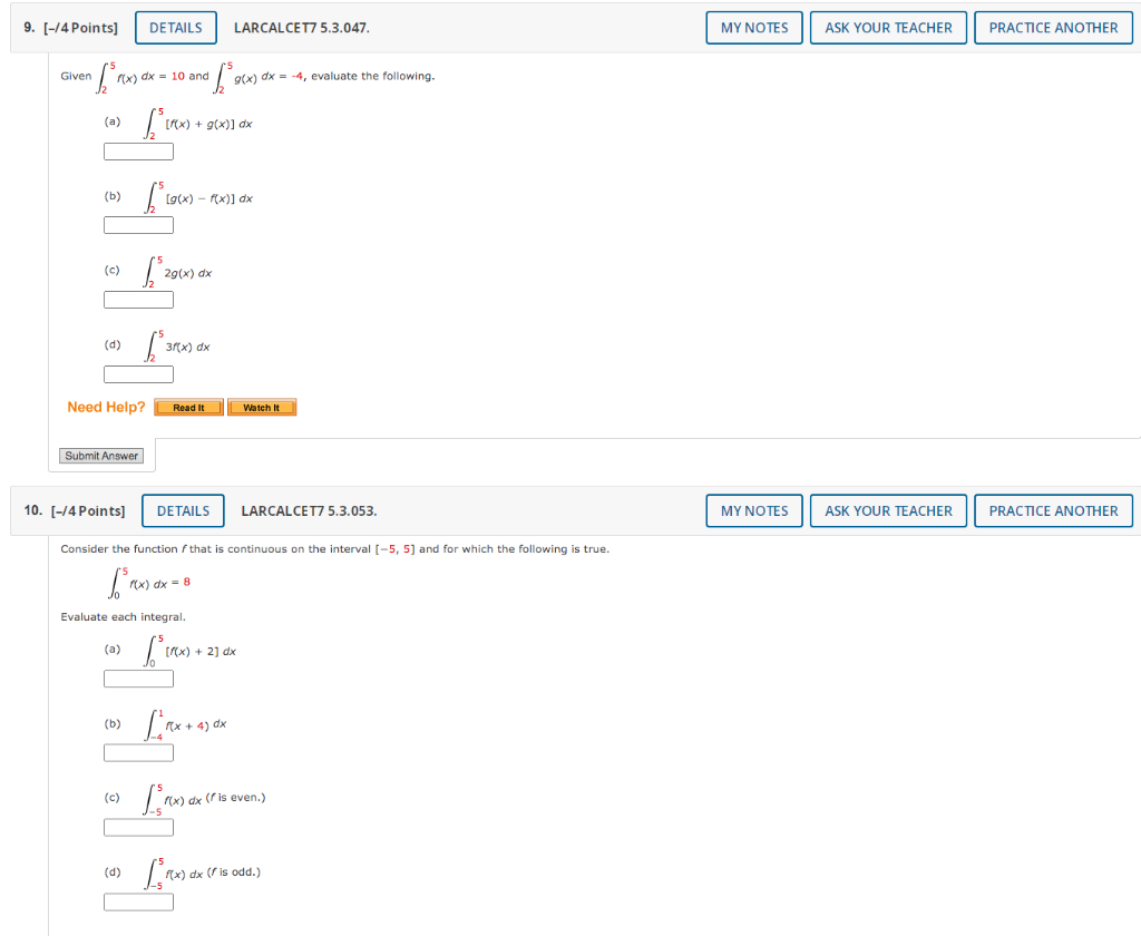 Solved 9. [-/4 Points] DETAILS LARCALCET7 5.3.047. forex | Chegg.com