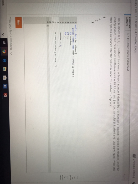 Solved brary >CSIT 111 home>4.7: Nested loops E zyBooks | Chegg.com
