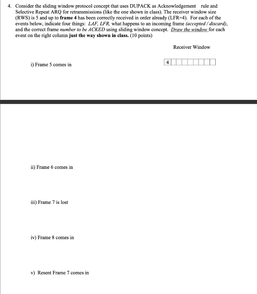 4. Consider the sliding window protocol concept that | Chegg.com