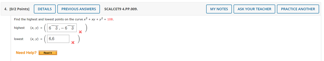 Solved Find the highest and lowest points on the curve x2 + | Chegg.com